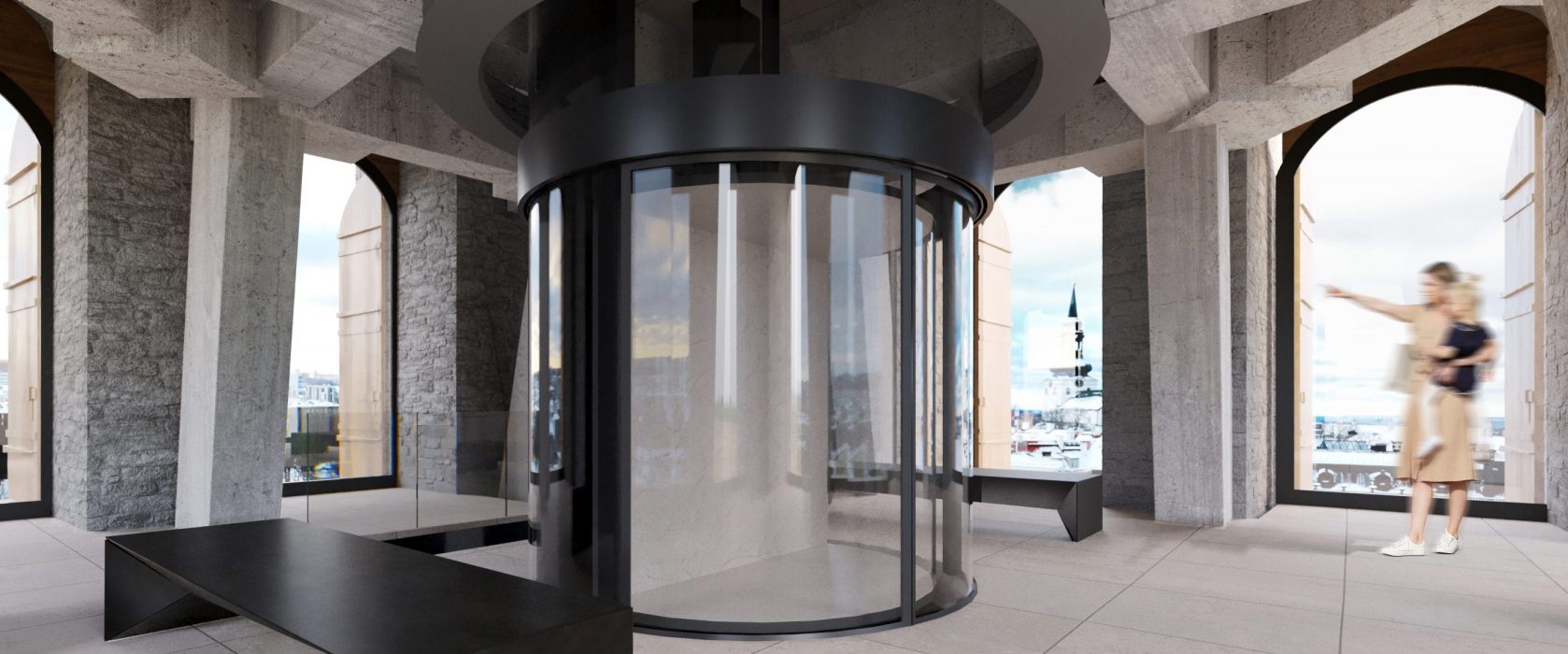 The new glass lift and skydeck at the Niguliste Museum - Niguliste muuseum